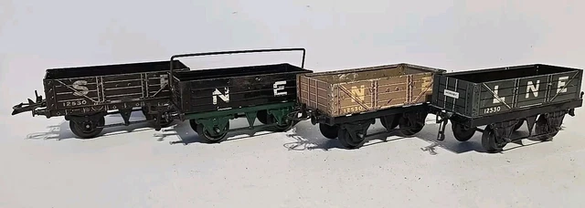 RAKE OF 4X Hornby O Gauge Open Ore Coal Wagons Ne Lne Sr 12530 Vintage ...