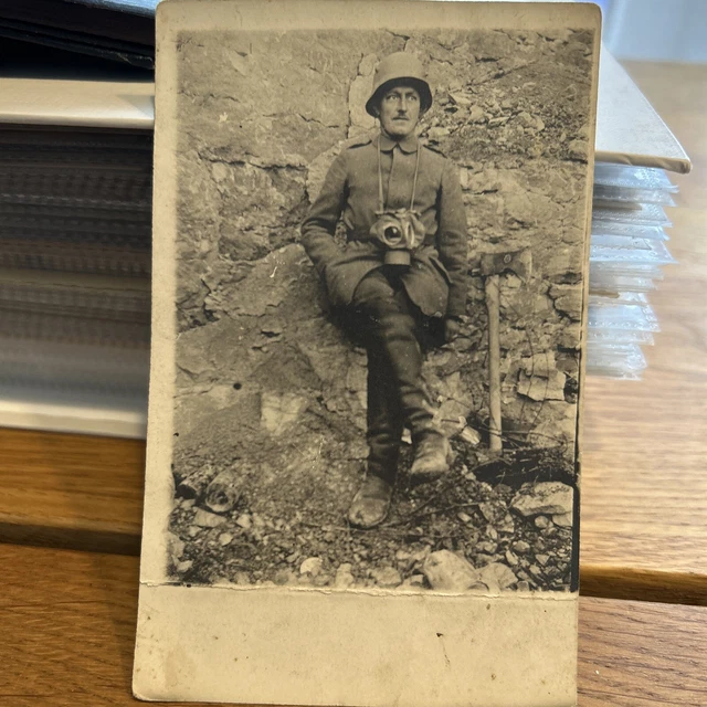 FOTO WK1 FOTO Portrait Soldat Stahlhelm Gasmaske Frontkämpfer ...