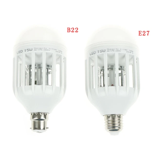 LED BULB E27/B22 15W Anti-Mosquito Insect Zapper Flying Moths Killer ...
