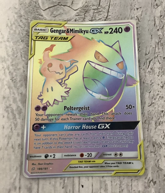 POKÉMON TCG GENGAR & Mimikyu GX Tag Team Poltergeist 186/181 Holo Secret Rare EUR 35,57 ...