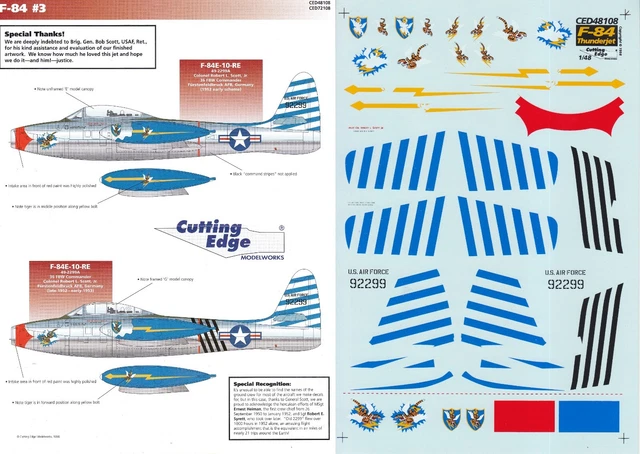 CUTTING EDGE DECALS 1/48 F-84E Thunderjet 36th FBW Commanding Officer ...