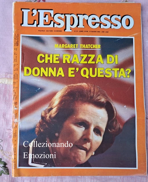 L'ESPRESSO RIVISTA-231982-MARGARET THATCHER-SANDRO Pertini-Eni Urss-Jo ...