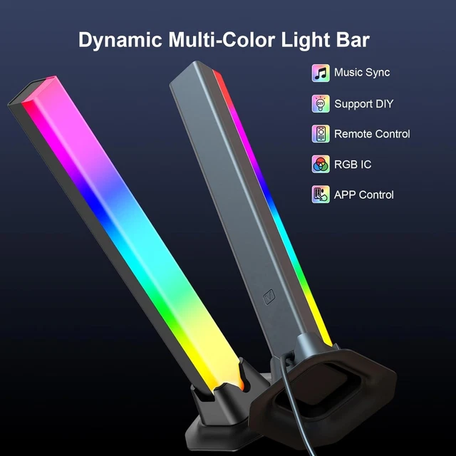 2X SMART RGB LED Light Bars Color Changing TV Backlight Game Ambient ...