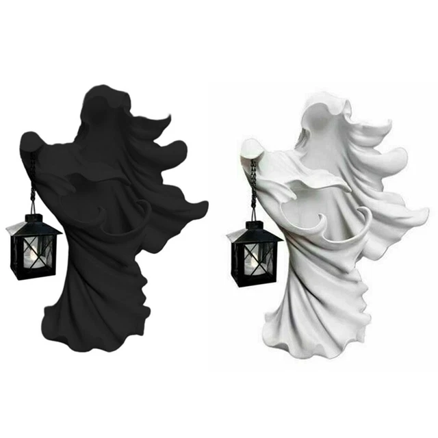 HAUNTINGLY BEAUTIFUL WHITE Witch Resin Statue LED/Solar Powered ...