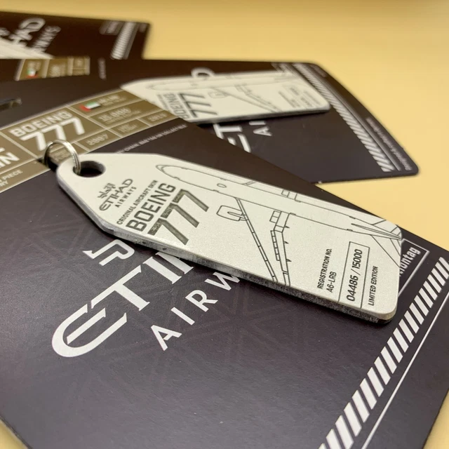FUSELAGE AIRCRAFT ORIGINAL Skin Tag Keychain Tag Boeing 777 Etihad A6 ...