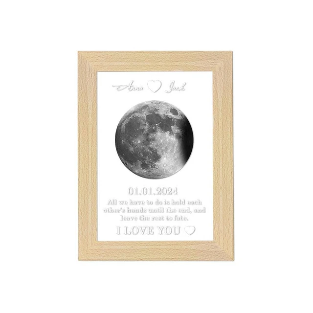 CUSTOM MOON PHASE Frame Lamp Wood Lunar Night Light Frame Personalized ...