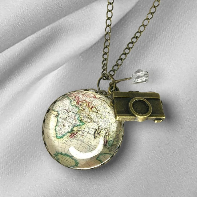 WELTKARTE GLOBUS ANHÄNGER Kette Vintage Stil - Globetrotter Schmuck - VIK-08 EUR 24,90 - PicClick DE