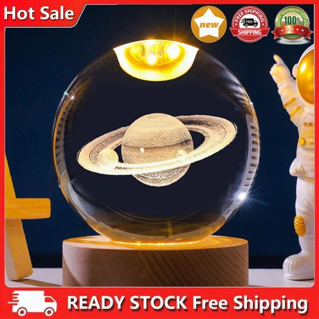 3D MOON GALAXY Globe Night Light LED Lights Globe Wooden Base for ...