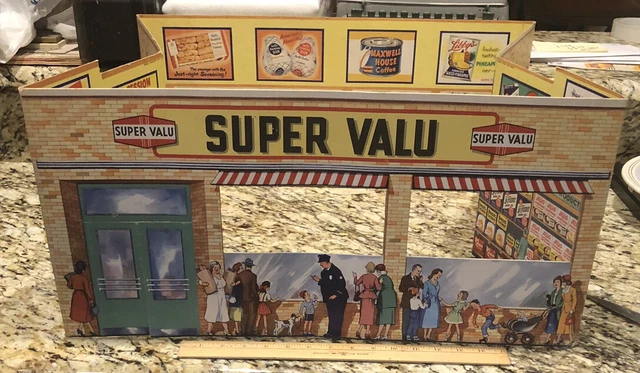 VINTAGE SUPER VALU Supermarket Paper Doll Cardboard Display Store, Doll ...