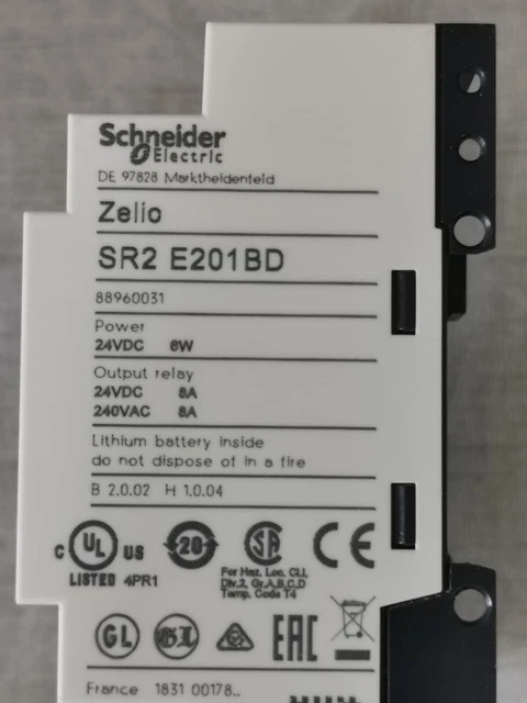 SCHNEIDER ELECTRIC ZELIO Sr2 E201Bd Compact Smart Relay $193.62 ...