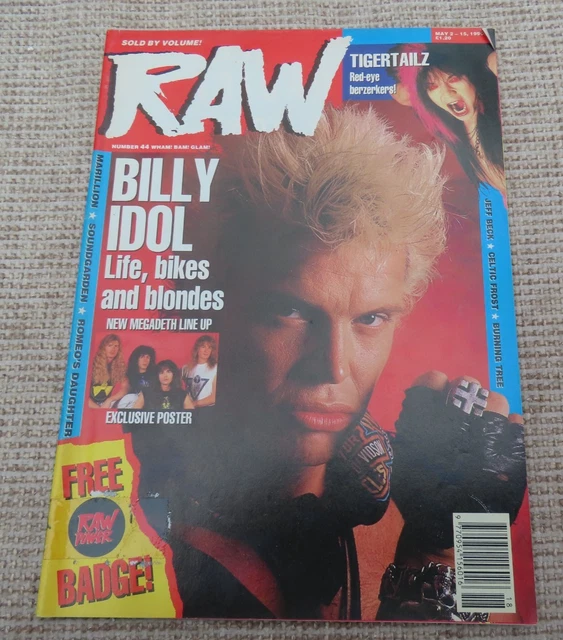 RAW (ROCK ACTION Worldwide) Magazine Issue No. 44 Year 1990 Billy Idol ...