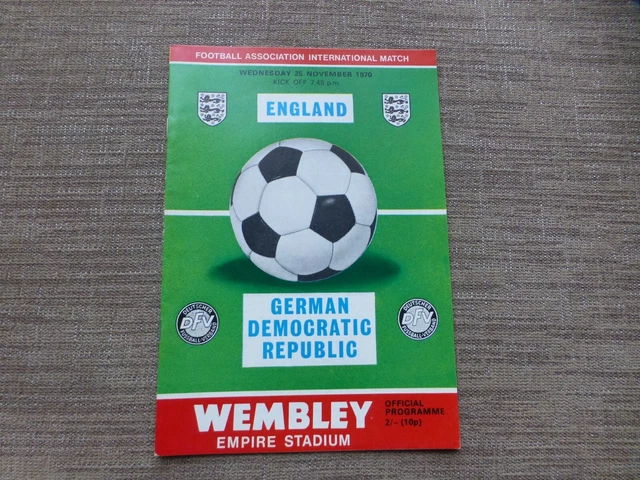 ENGLAND V GERMAN Democratic Republic - International Programme 25/11/70 ...