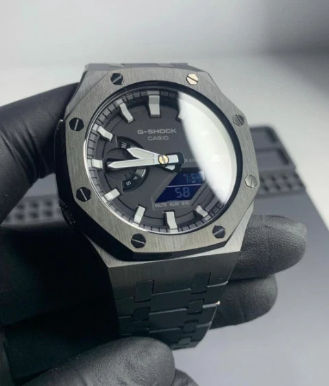 CASIO G-SHOCK GA-2100 Classic Custom Casioak Mod - Gloss Black - Royal ...