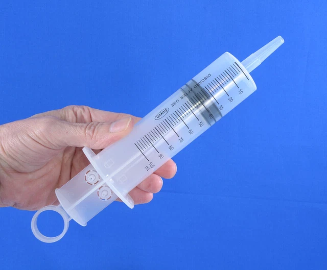WOUND AND BUBBLE Syringe 100 ML Sterile + Enteral Enfit / Luer-Adapter ...