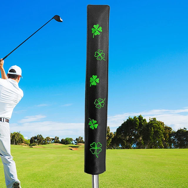 GOLF ALIGNMENT STICK Cover Four Leaf Clover PU Leather Protector (Black ...