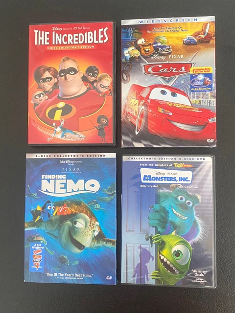 DISNEY PIXAR DVD Lot of 4 Finding Nemo, Monsters Inc, The Incredibles ...