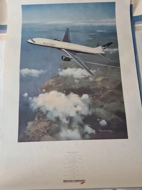 BRITISH AIRWAYS VINTAGE Authentic 1980s Promotional Posters Boeing 757 ...