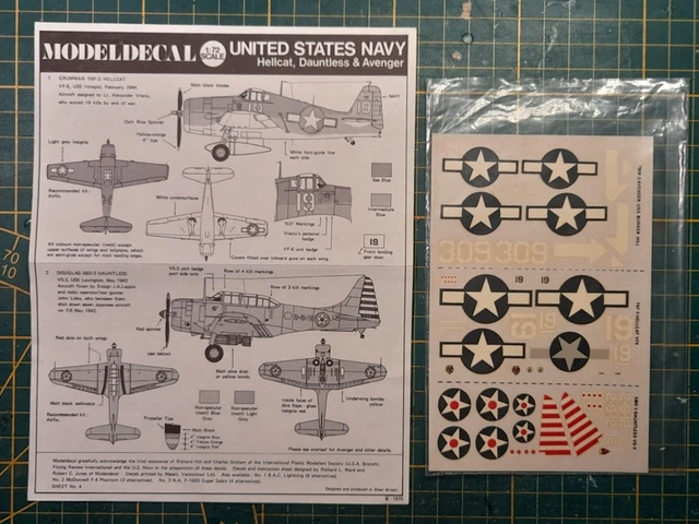 DÉCALS 1/72 MODELDECAL, USN Hellcat, Dauntless, Avenger EUR 11,00 ...