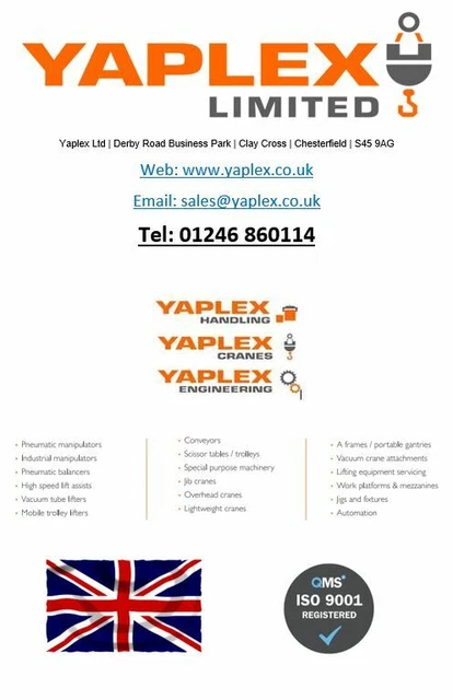 JIB CRANE YAPLEX complete with Demag Electric Chain Hoist 500kg ...