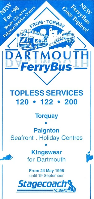STAGECOACH DEVON ROUTE 120/122/200 Bus Timetable Leaflet - dated 24th ...