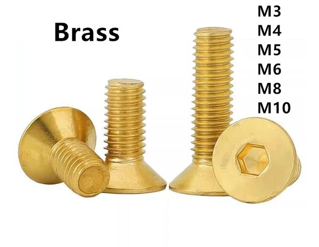 M3 M4 M5 M6 M8 Brass Allen Hex Socket Countersunk Flat Head Screws Hexagon Bolts $13.27 ...