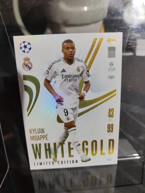 TOPPS MATCH ATTAX Extra 2024/25 - Kylian Mbappe White Gold Limited ...