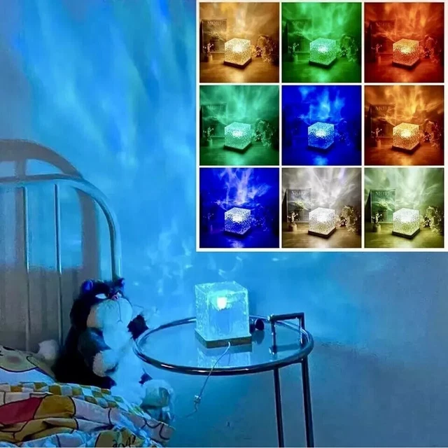 LED CUBE NORTHERN Lights Water Wave USB RGB Night Light Atmosphere Lamp ...