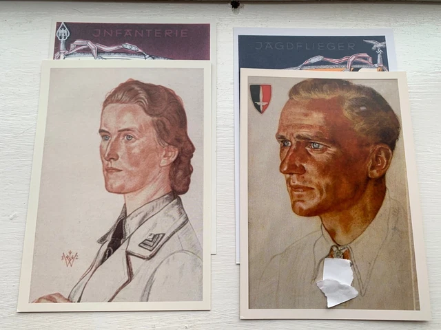 WW2 GERMAN POSTCARDS X4 Luftwaffe Gunther Rall Wehrmacht W Willrich £6. ...
