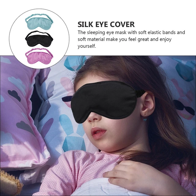 3 PCS DOUBLE Side Silk Sleeping Eye Mask Satin Blindfolds Elastic Strap ...