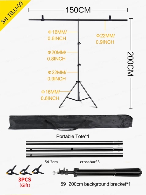 2M*2M PHOTOGRAPHY BACKDROPS Chromakey Support System with Stand Carry ...