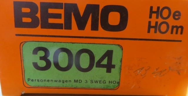 BEMO 3004 H0E Passenger Car MD 3 Of The SWEG In Original Packaging £32. ...