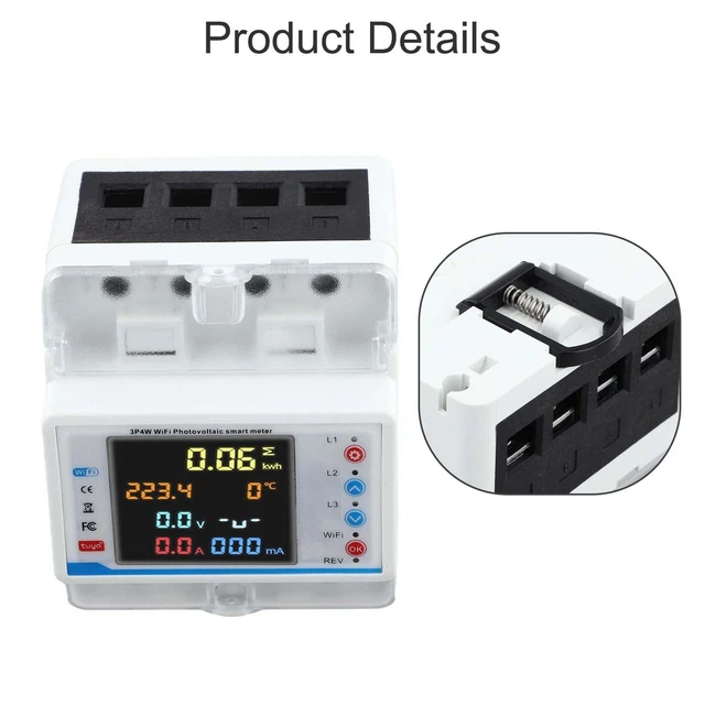 3 PHASE ELECTRICITY Meter 3P4W Energy Meter DIN-Rail Mounted Leakage Protection $114.82 ...