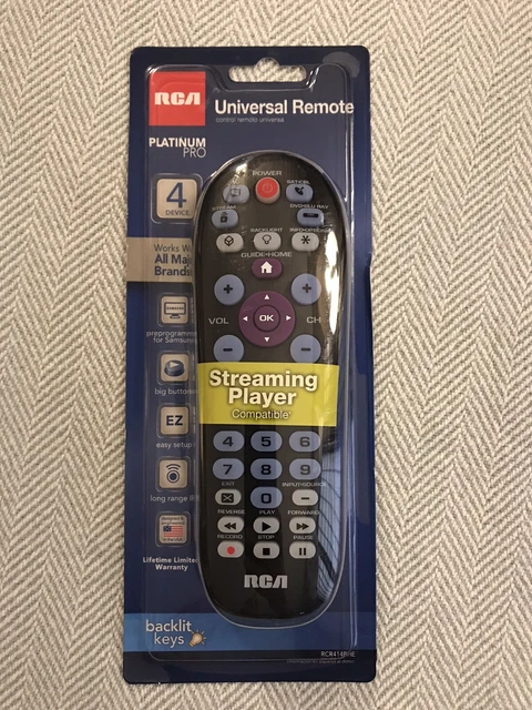RCA PLATINUM PRO Universal Remote with Backlit Keys for 4 devices ...