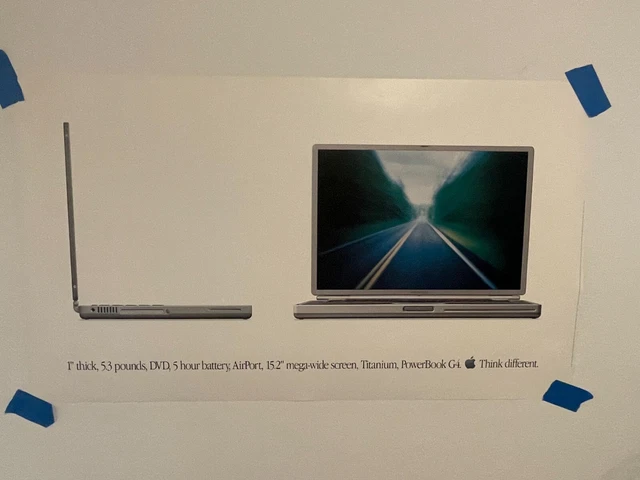 VINTAGE APPLE COMPUTER Poster Titanium PowerBook G4 Think Different $15 ...