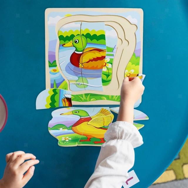 WOOD DUCK LIFE Cycle Puzzle Montessori Cartoon for Interaction £18.82 ...