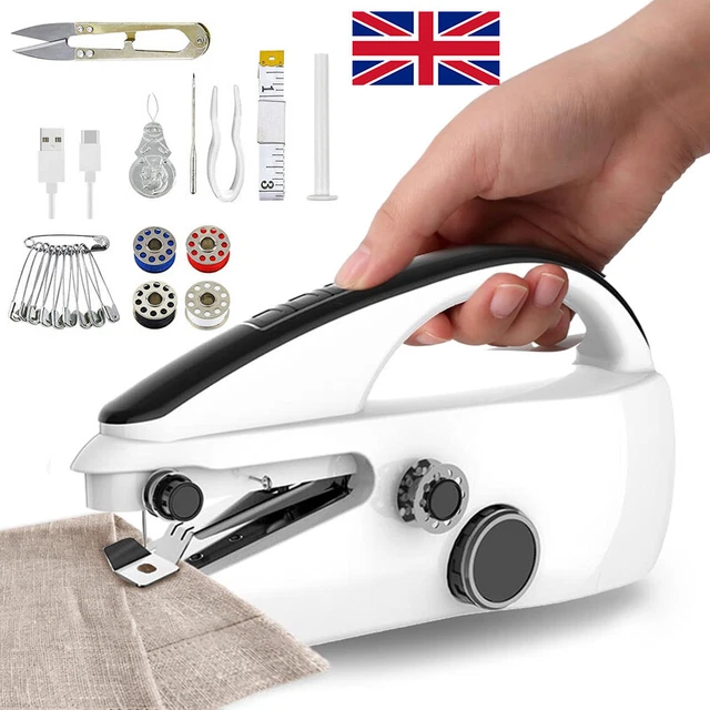 MINI HANDHELD CORDLESS Sewing Machine Hand Held Thread Stitch Clothes ...