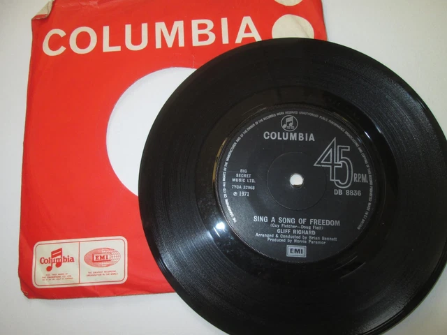 CLIFF RICHARD - Sing A Song Of Freedom - 1971 Royaume-Uni 7" vinyle ...