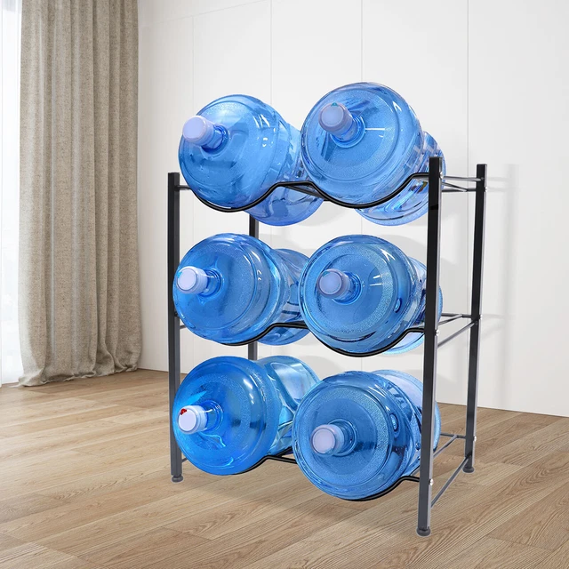 5 GALLON WATER Jug Holder 6 Water Bottle Storage Rack 3-Tier Organizer ...