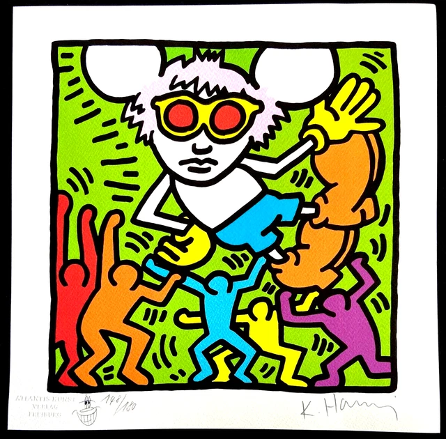 KEITH HARING LITOGRAFIA 'Andy Mouse' (Jean Michel Basquiat*Jeff Koons Mr Doodle] EUR 200,00 ...