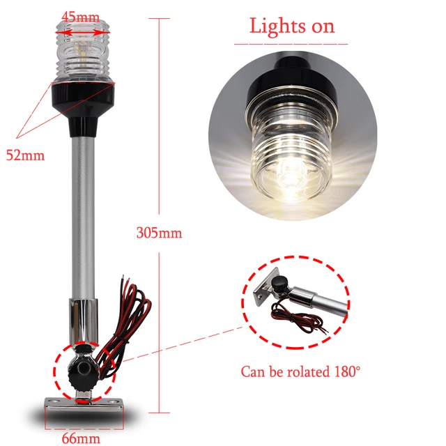 12'' FOLD DOWN LED Anker Licht Navigation Ankerleuchte Für Mast Boot ...