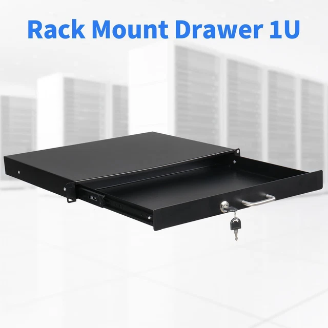 19 INCH RACK Mount 1U Locking Drawer Audio DJ Server Rack Storage ...