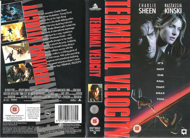 TERMINAL VELOCITY VHS Pal Charlie Sheen,Nastassja Kinski Rare 90'S £4. ...