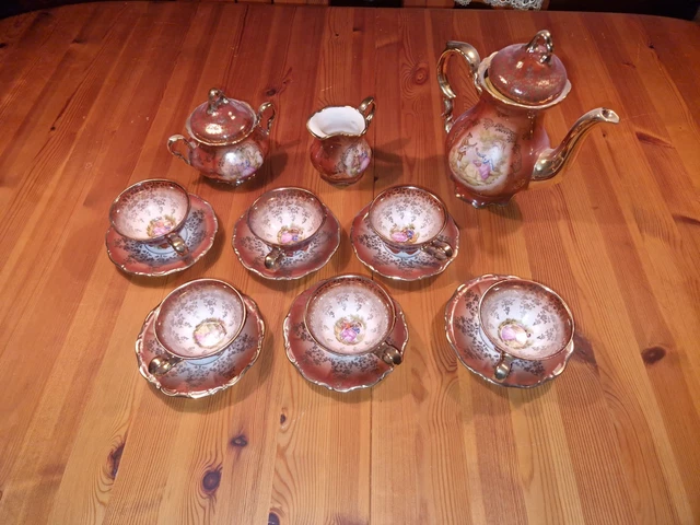 ⛺MOKKASERVICE ️6 PERS™️WALDERSHOF BAVARIA ️HANDARBEIT 22K Gold EUR 179 ...