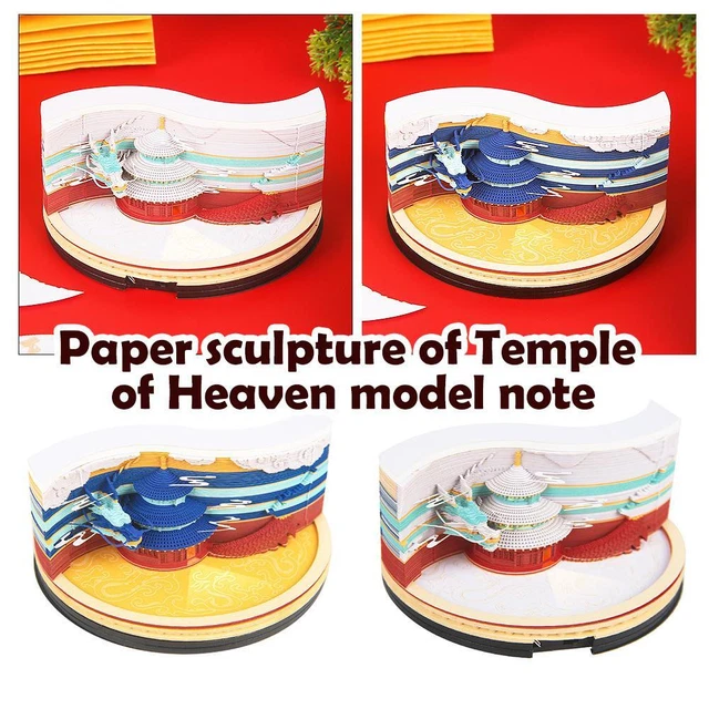 DOUBLE-SIDED 3D HAND-TORN Paper Sculpture Model Note Pad Gift` Birthday ...