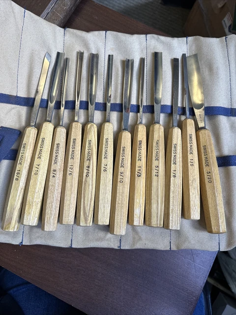 VINTAGE PFEIL SWISS Made Wood Carving Tools - Lot Of 12 W/ Cloth ...