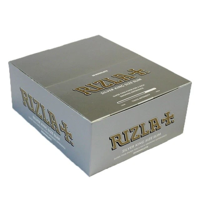 RIZLA SILVER KING Size Slim Rolling Papers x5,x10,x20,x50 (FULL BOX ...