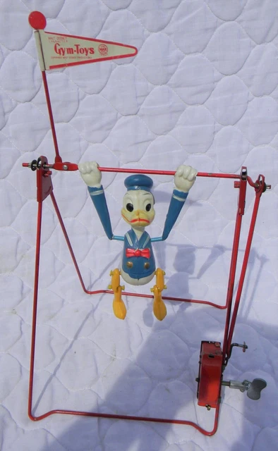 ANTIQUE WIND UP DONALD DUCK DISNEY ACROBAT GYM-TOYS SWINGING 1950's by ...