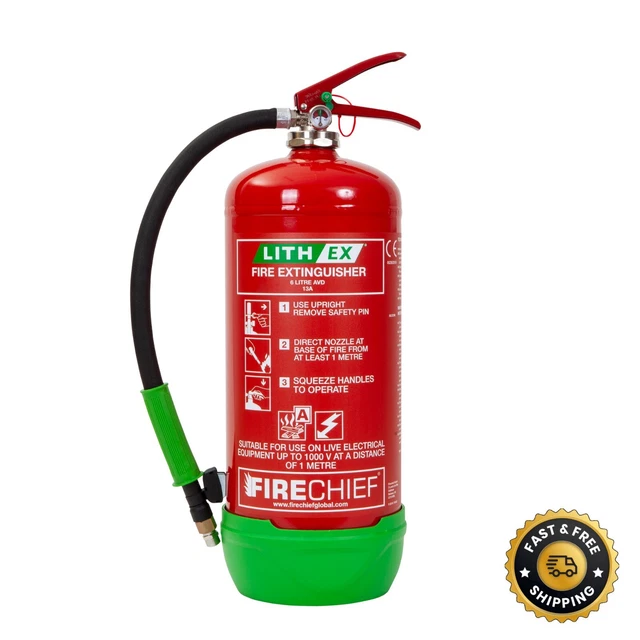 FIRECHIEF LITHEX FIRE Extinguisher 6Ltr Litre Lithium Battery, Hot ...