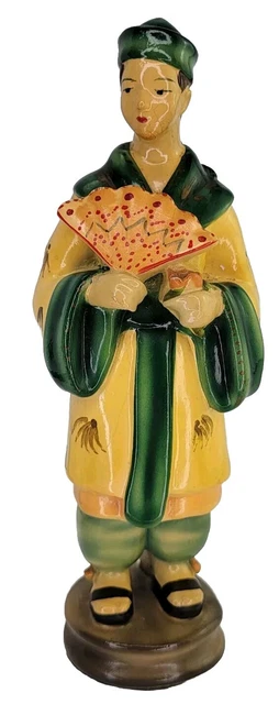 1930S ROMAN ART Company Robia Ware Rare Chinese Man Statue Figurine ...
