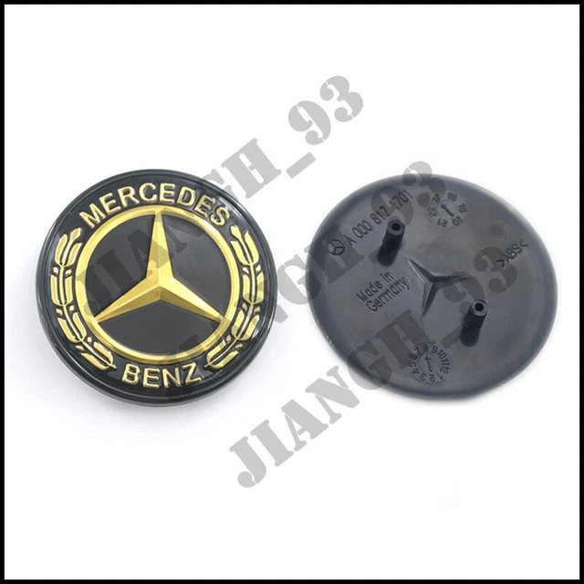 MERCEDES-BENZ GLOD 2-PIN Hood Emblem Laurel Wreath Logo GLC GLE GLS GL ...